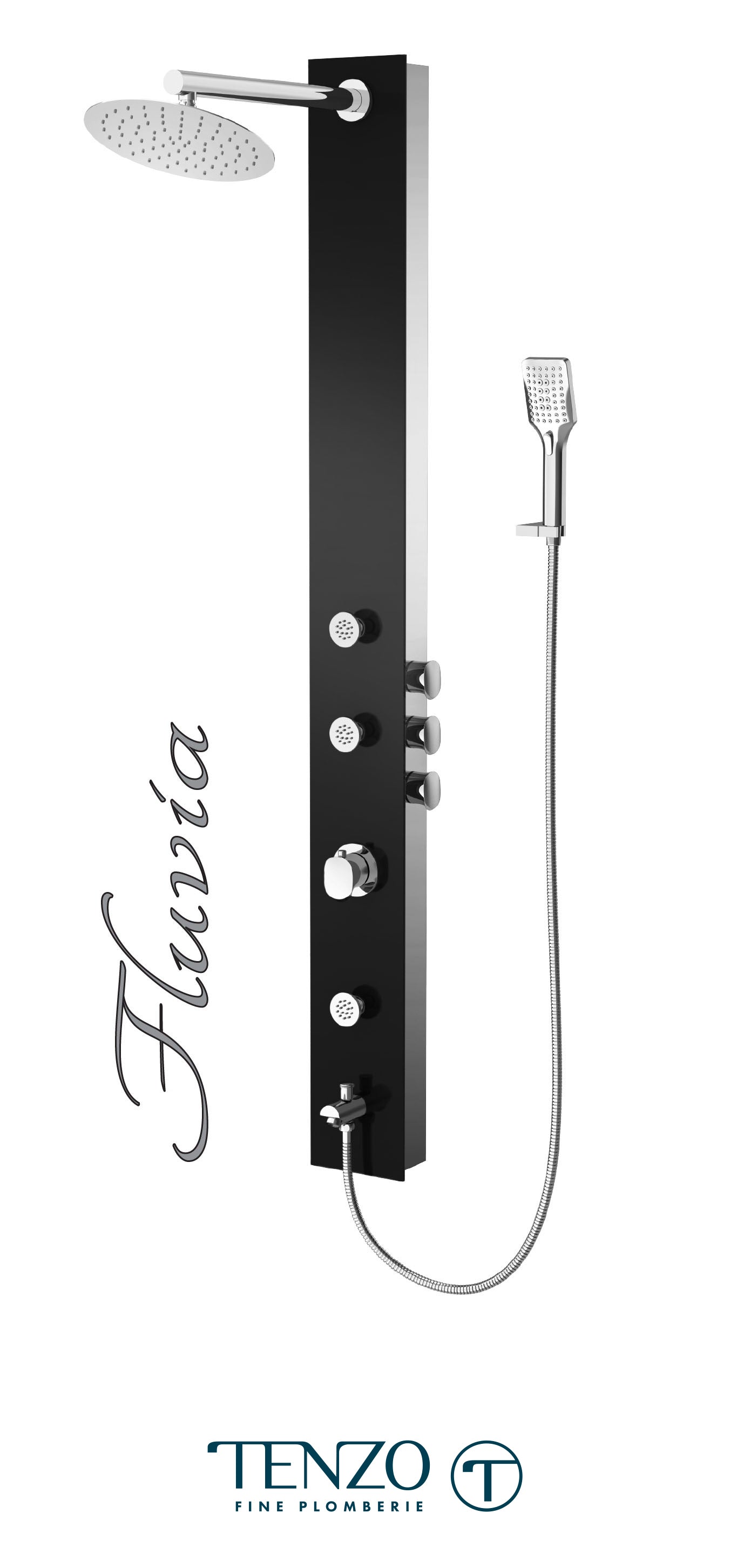 Tenzo TZG2- Shower Col. Tempered Glass Fluvia [Sh. Head 3 Jets Hand ...