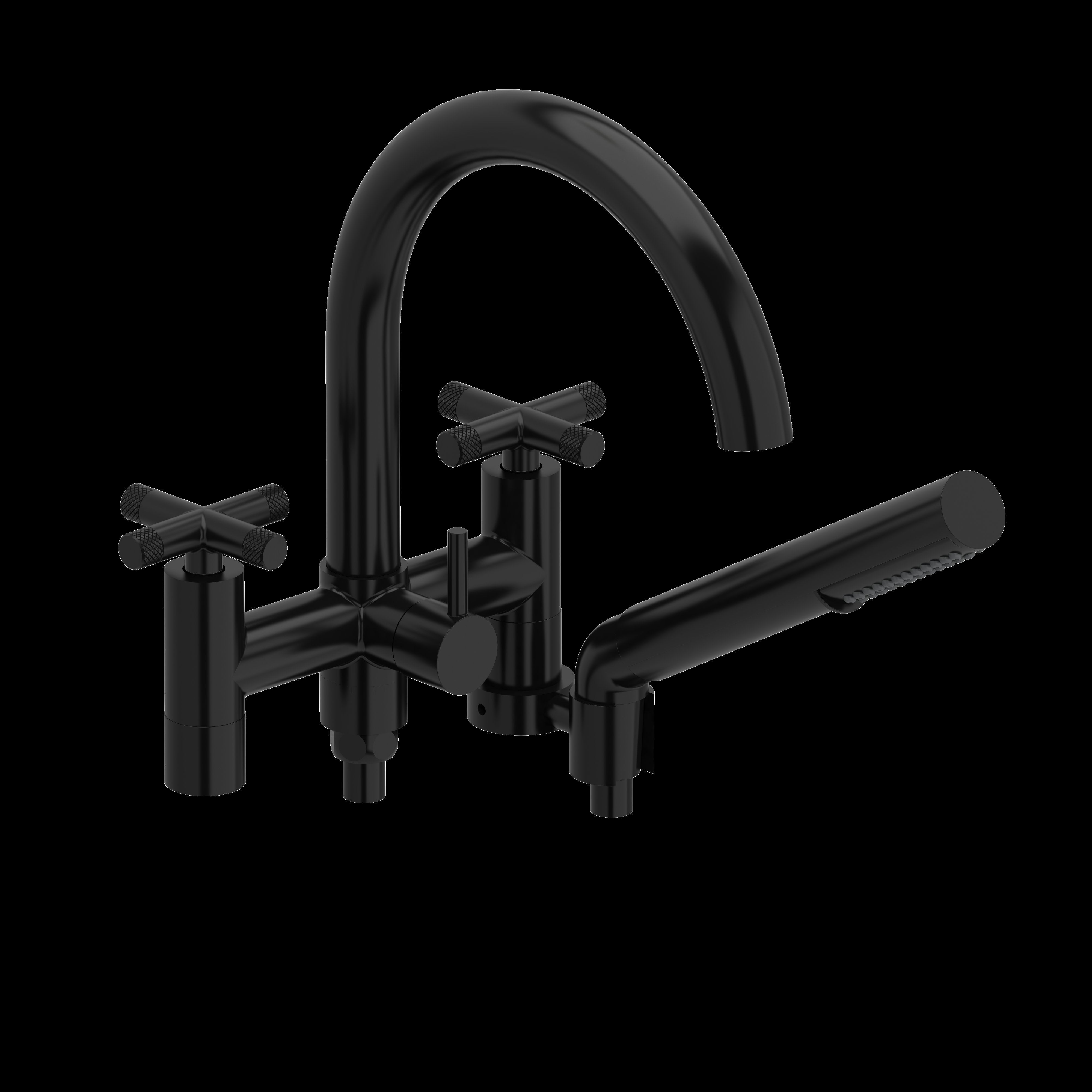 Riobel RU06+KNBK- 6" tub filler with hand shower | FaucetExpress.ca
